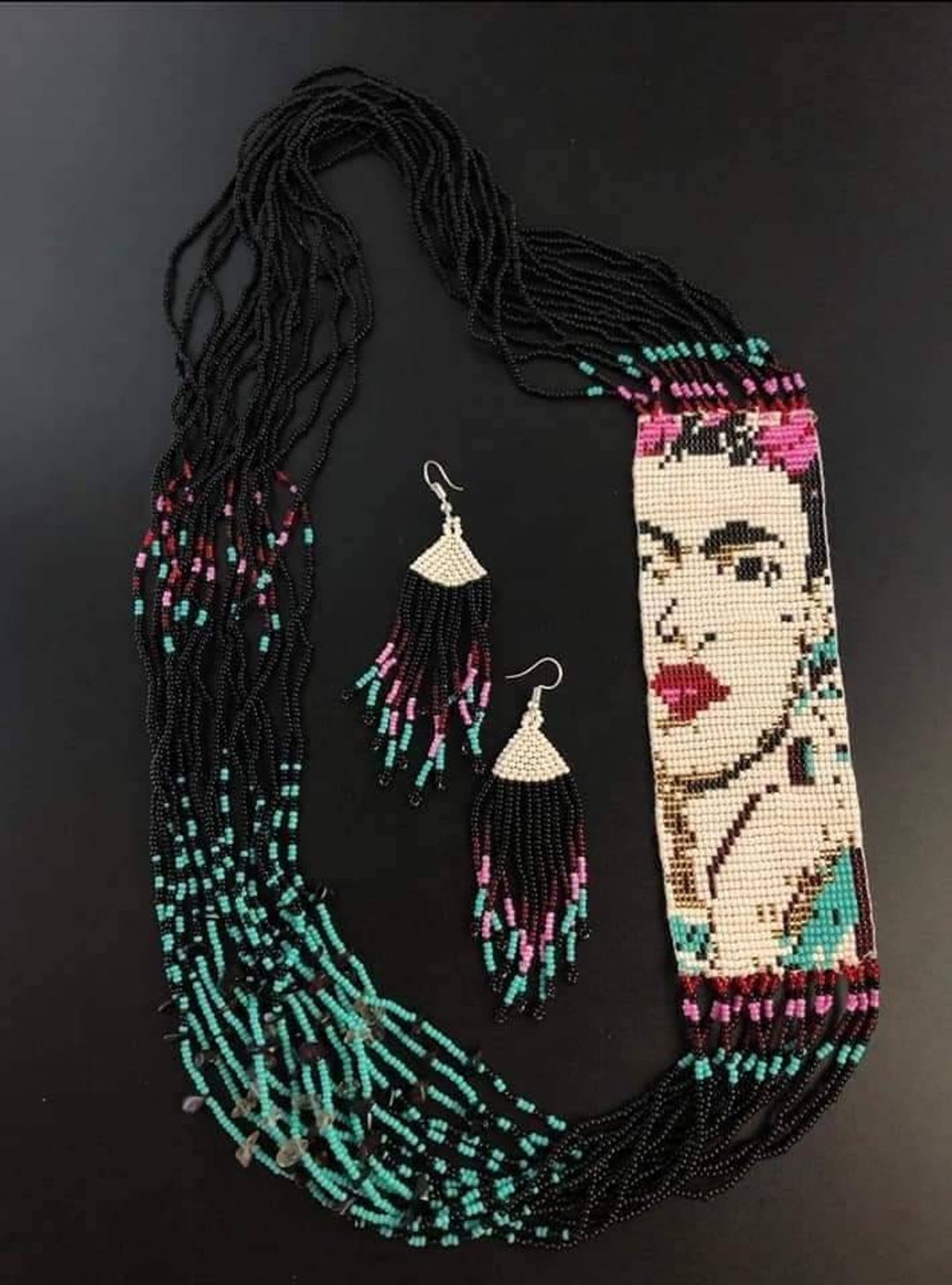 FRIDA KAHLO NECKLACE Handmade Beaded Necklace, Gorgeous Necklace With ...