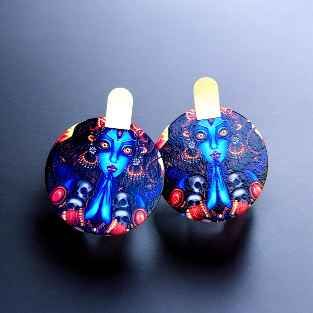 KALI Earrings,headpiece Kali Ma Hindu Goddess,mahakali , Gothic Pendant ...