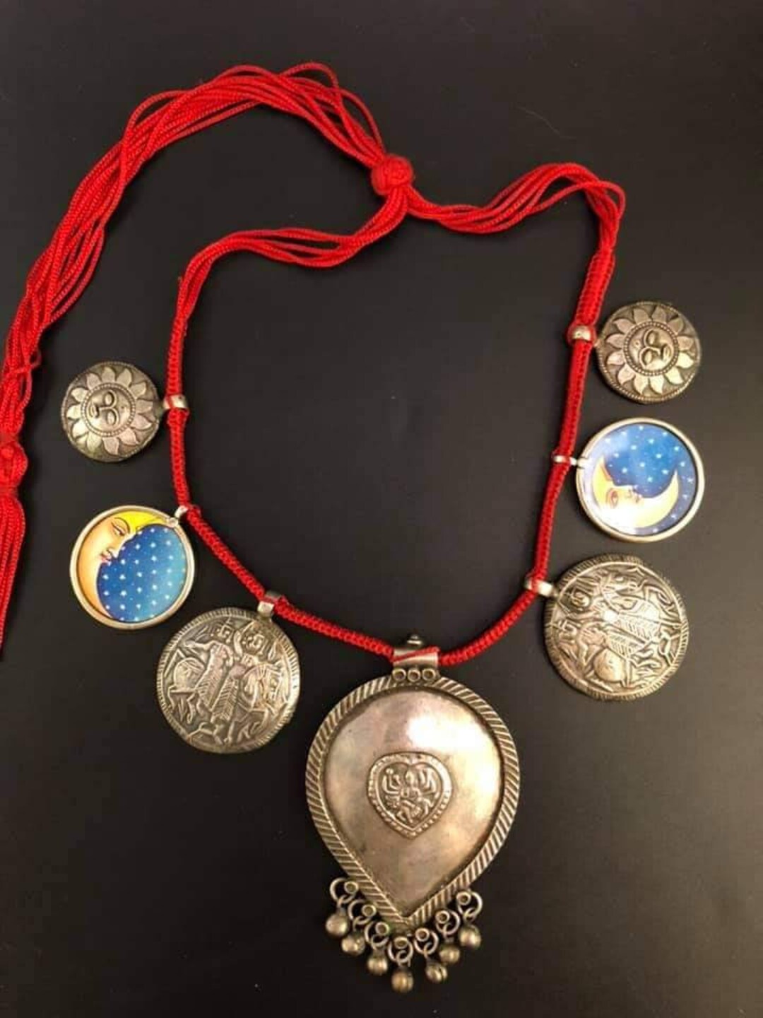 Kali Medallion Choker: Hindu Goddess Pendant, Red String Necklace - Etsy