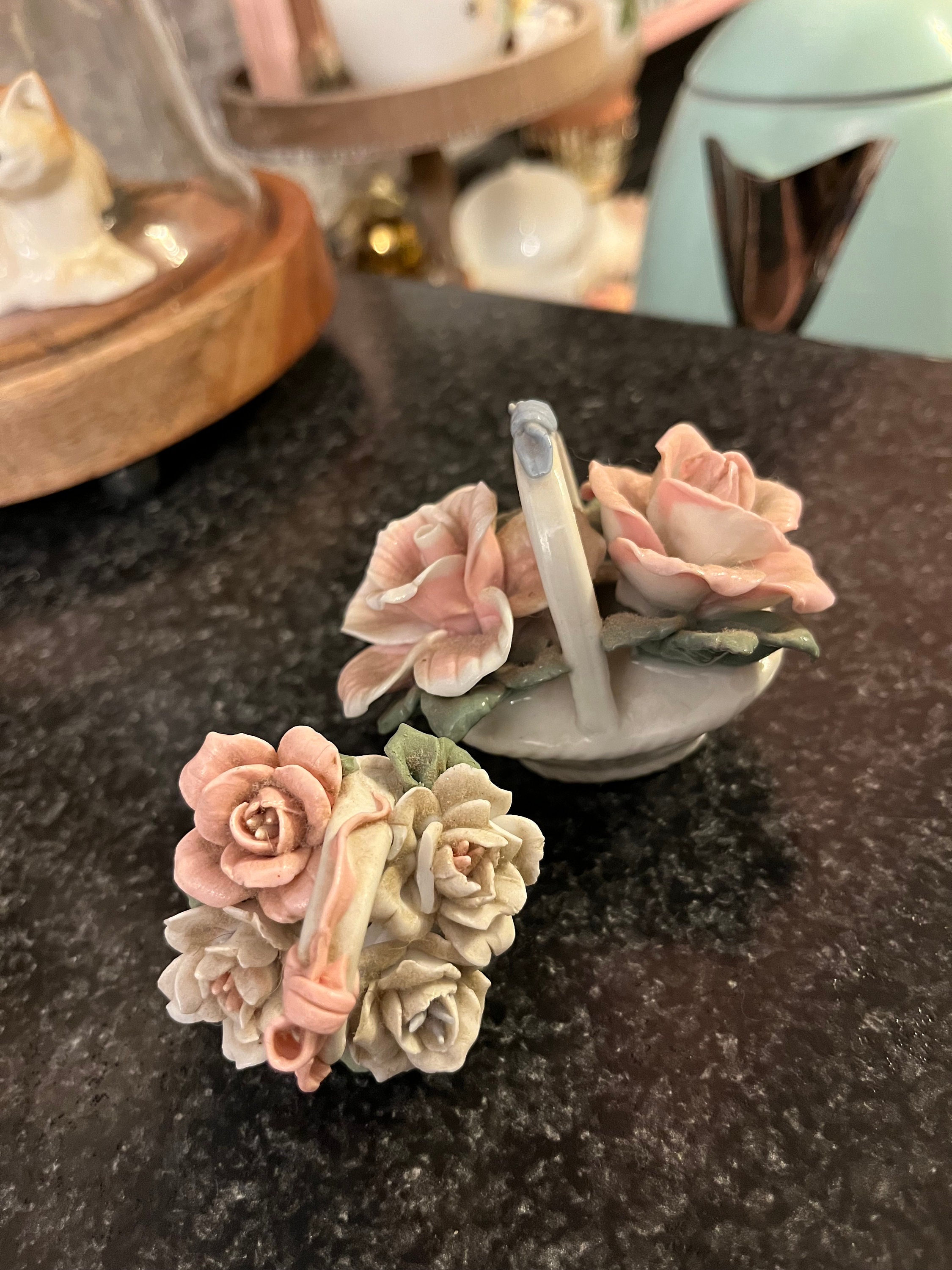 Porcelain Mini Baskets of Roses - Etsy
