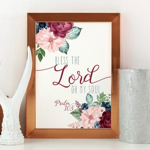 Psalm Bible Verse Printable Art, Bless the Lord Oh My Soul, Psalm 103 ...