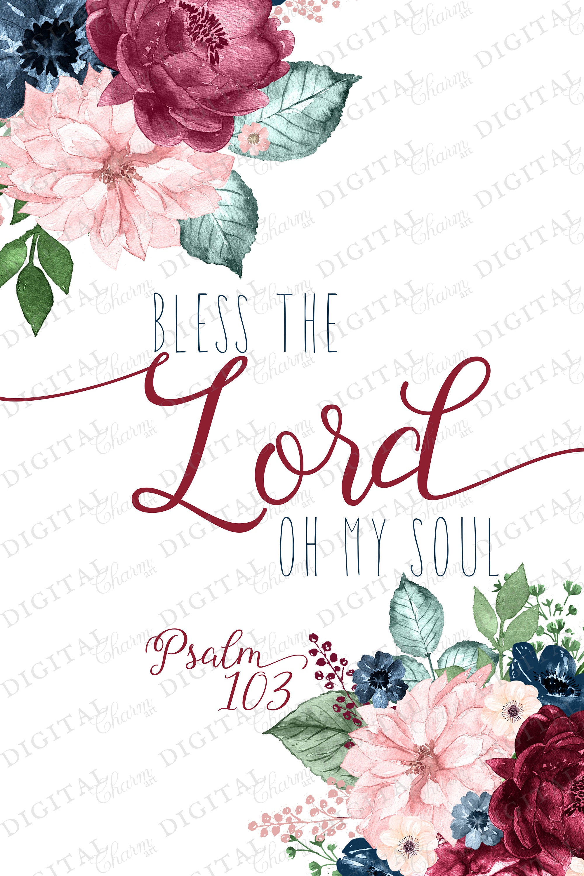 Psalm Bible Verse Printable Art Bless the Lord Oh My Soul | Etsy