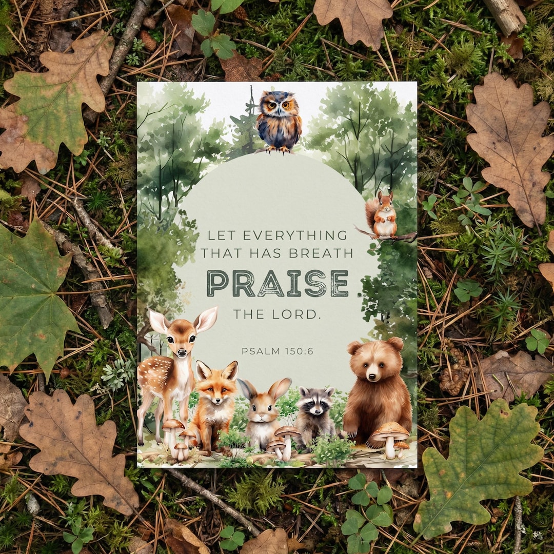 Woodland Animals Bible Verse, Printable Boys Scripture Card Forest ...