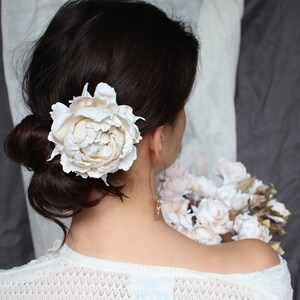 Spanish Bun Hairstyle Flower Pin - Wedding Hair Accessory - Ivory Peony ...