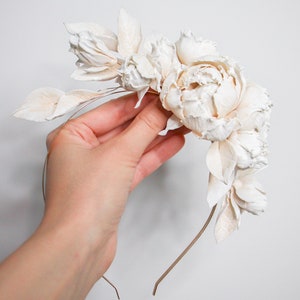 Ivory Peony Headband Wedding Hair Accessory Bridal Flowers - Etsy