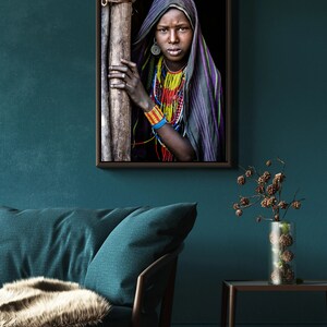 Native African American Woman Art, Africa Canvas Melanin Art, Ethnic Black Girl Portrait, Black ...