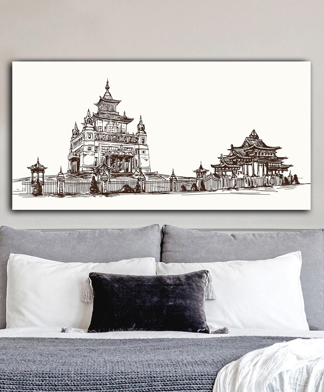 Buddhist Temple Sketch, Buddha Art, Buddhist Monks Gift, Abode of ...