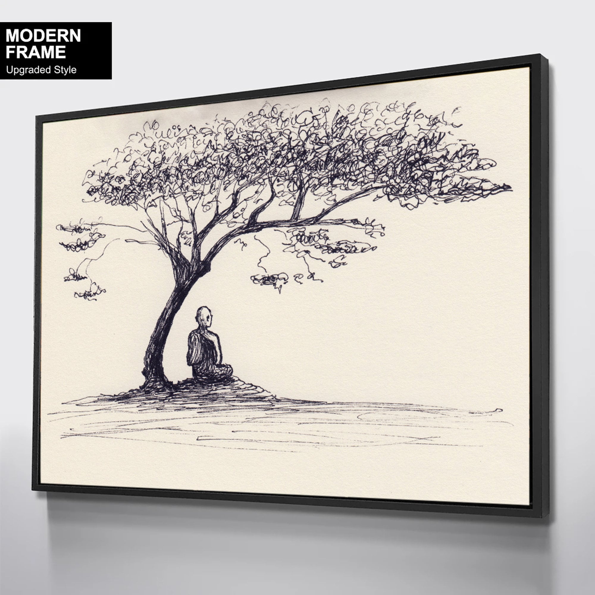 Big Buddha Under Tree Sketch, Buddhist Monks Gift, Sanskrit Tibetan ...