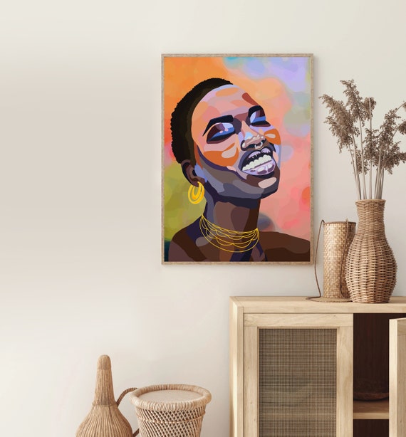 Native American Art Black African Woman Art Canvas African - Etsy