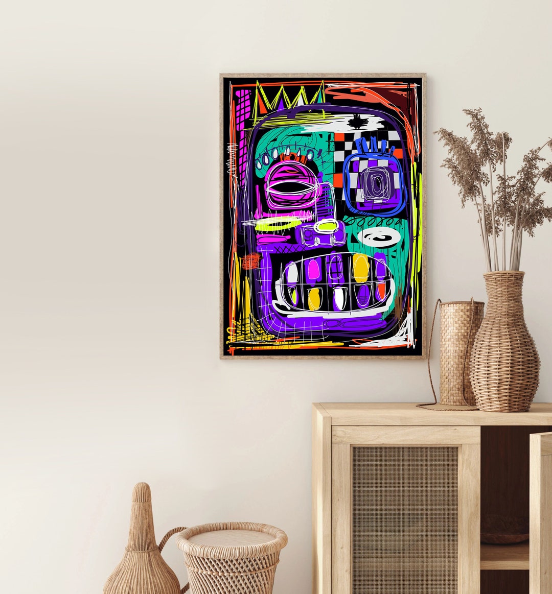 Abstract Graffiti Face Urban Modern Art Primitive Painting - Etsy