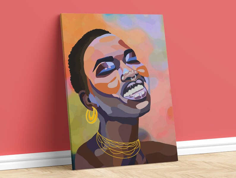 Native American Art Black African Woman Art Canvas African - Etsy