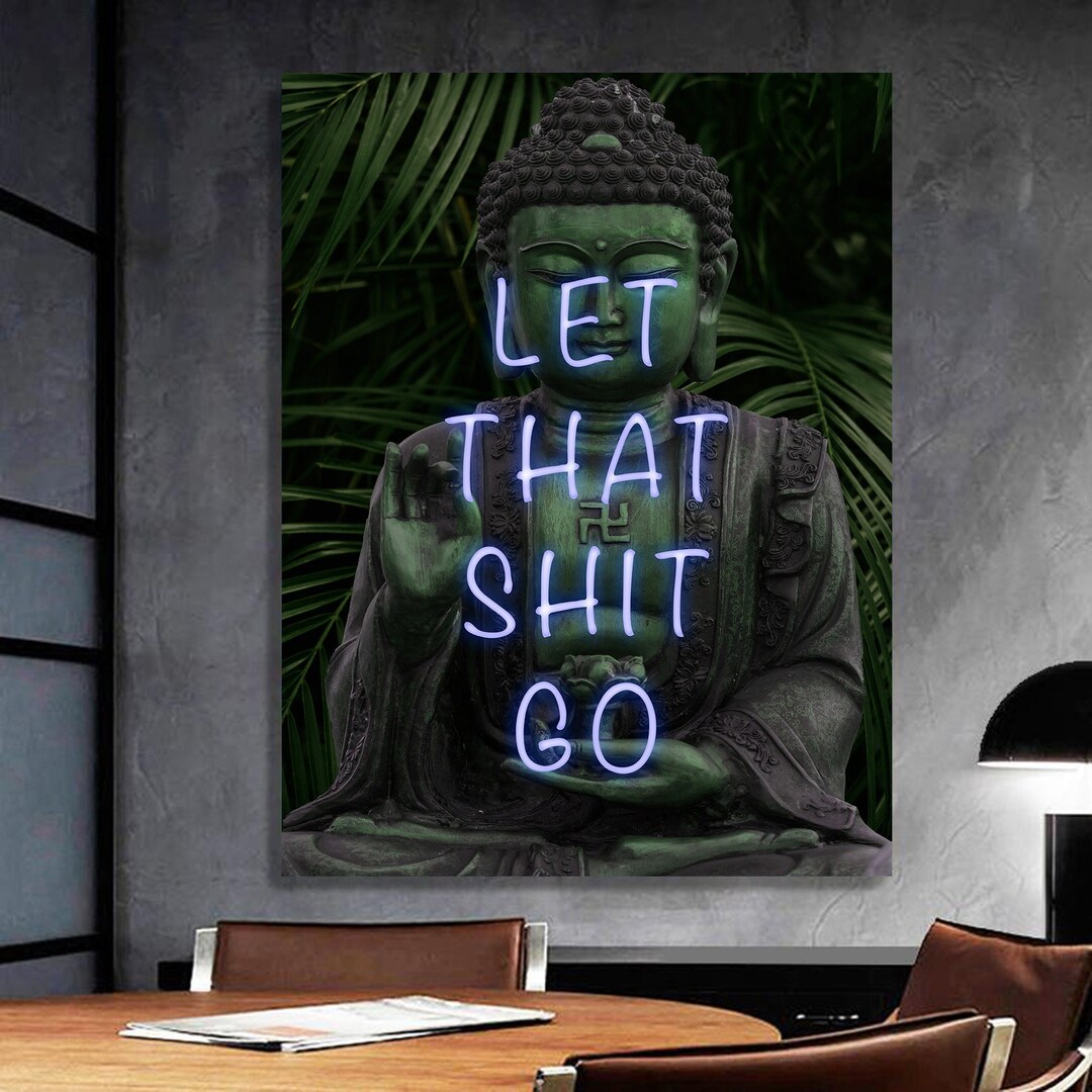 Let That Shit Go Buddha, Funny Buddhist Monks Gift, Sanskrit Tibetan ...