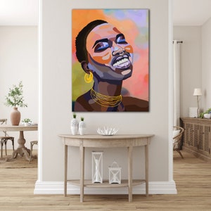 Native American Art, Black African Woman Art Canvas, African American ...