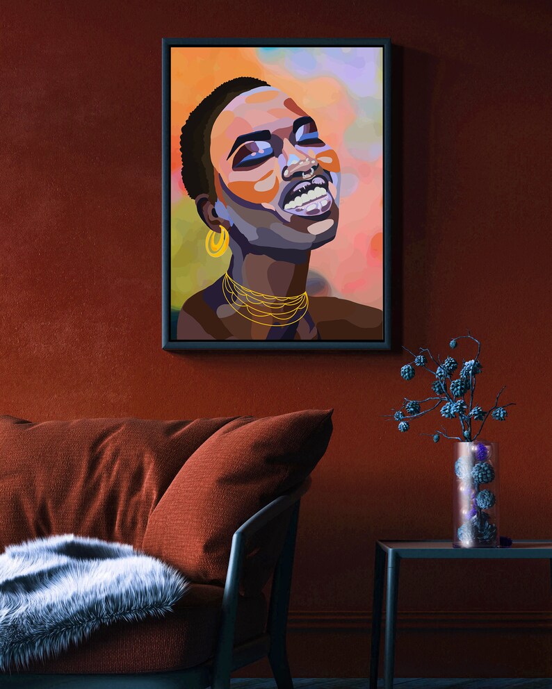 Native American Art Black African Woman Art Canvas African - Etsy