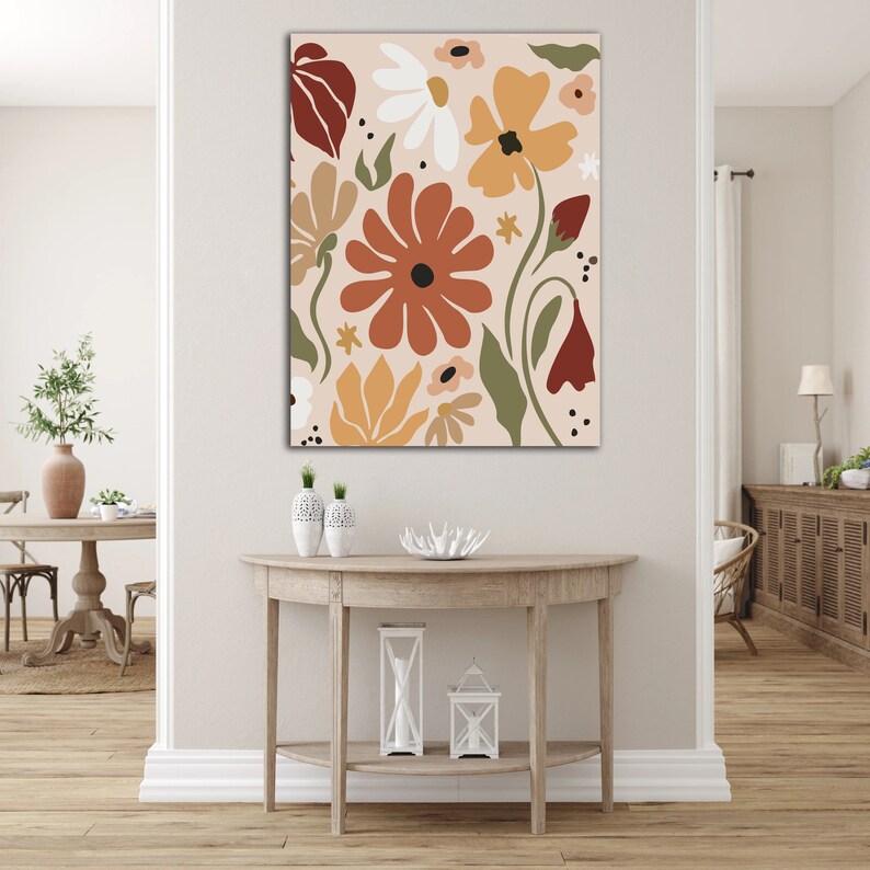 Flower Market Art Print, Retro Flower Art, Botanical Floral Art Print ...