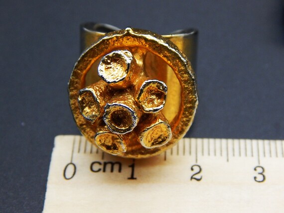 Vintage 1970s Brutalist Ring Jacob Hull, Silver/Gold-… - Gem