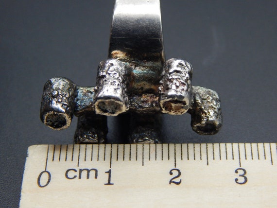 Brutalist 1970s Jacob Hull, Ring Silver-Plated Modern… - Gem