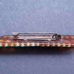 Antique Edwardian Galalith Faux Tortoiseshell Turquoise & Pearl Bar ...