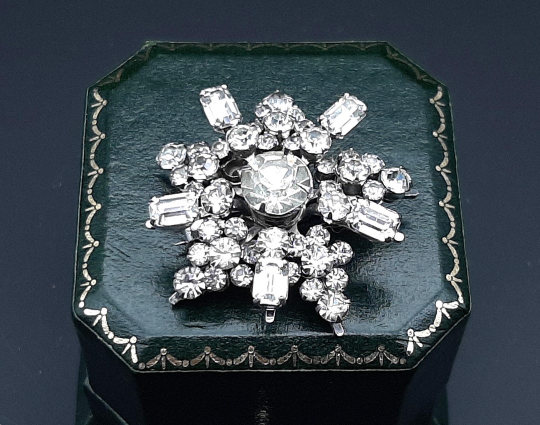 Vintage 1950s Star Shaped Clear Diamanté Paste Silver Tone Brooch - Etsy