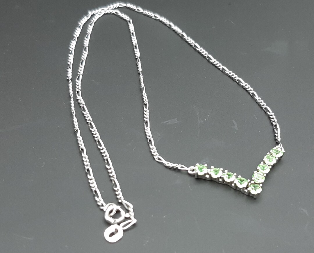 Vintage Peridot Open Back Pendant Sterling Silver Mount & Chain, 925 ...