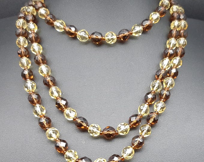 Antique 1930s Art Deco Faceted Crystal Bead Long Length Flapper ...