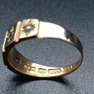 Antique 15ct Gold Seed Pearl & Ruby Ring, 1901 Henry Hyde Birmingham ...