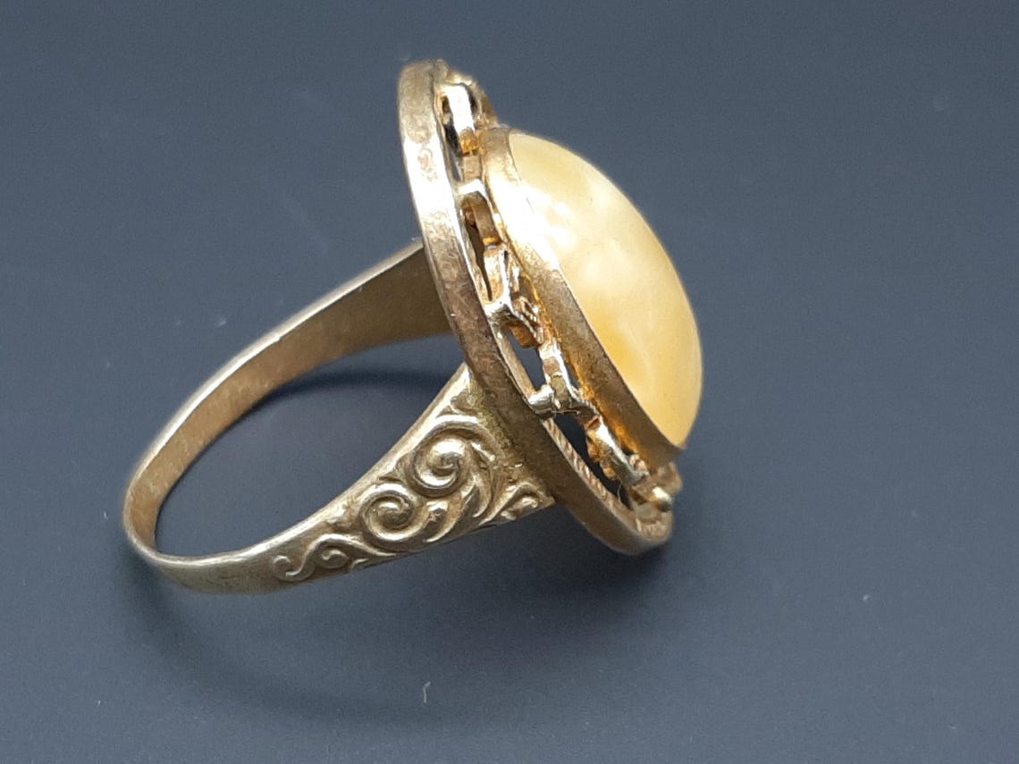 Antique 1930s Czech Oval Marble Ring Size N - Etsy