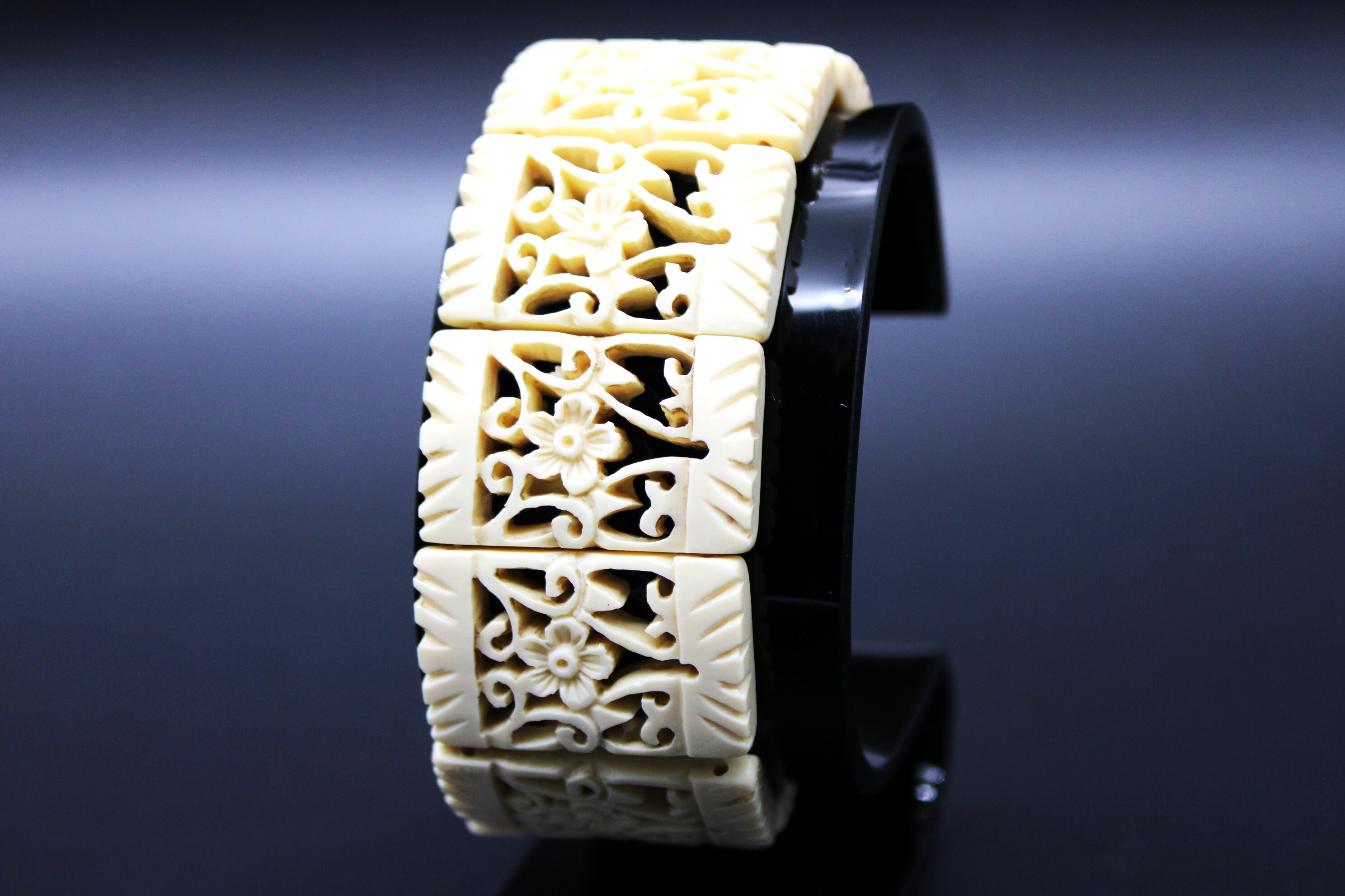Antique 1920s Art Deco Carved Organic Panel Bracelet - Etsy UK