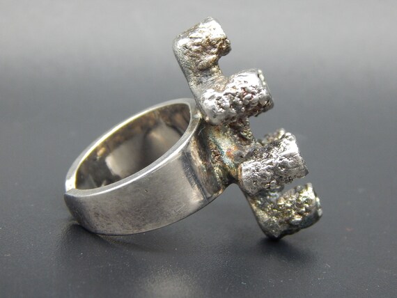 Brutalist 1970s Jacob Hull, Ring Silver-Plated Modern… - Gem