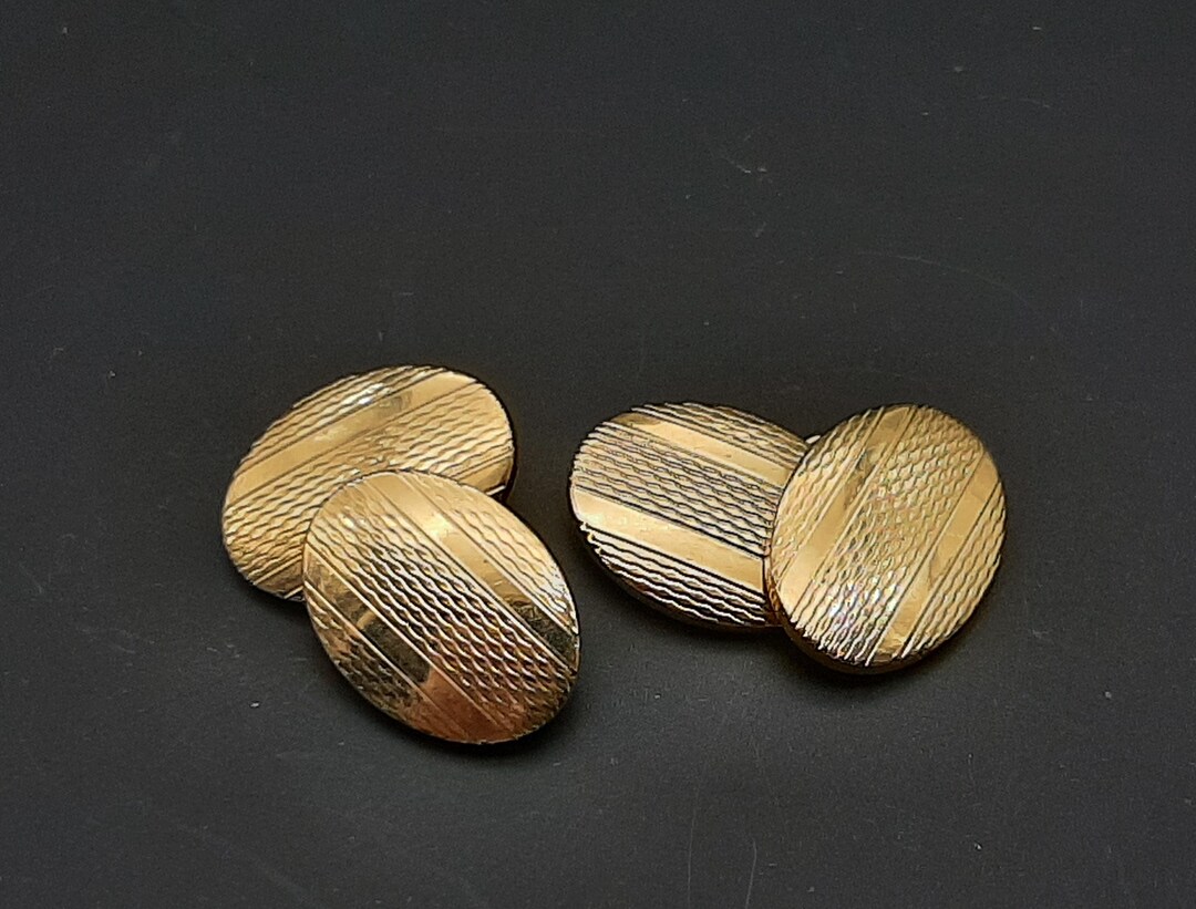 Antique 1930s Art Deco Double Ended Chain Linked Cufflinks Engine ...