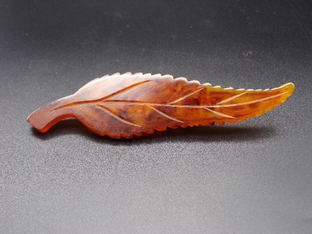 Antique 1930s Art Deco Large Hand Carved Autumn Leaf Brooch - Etsy