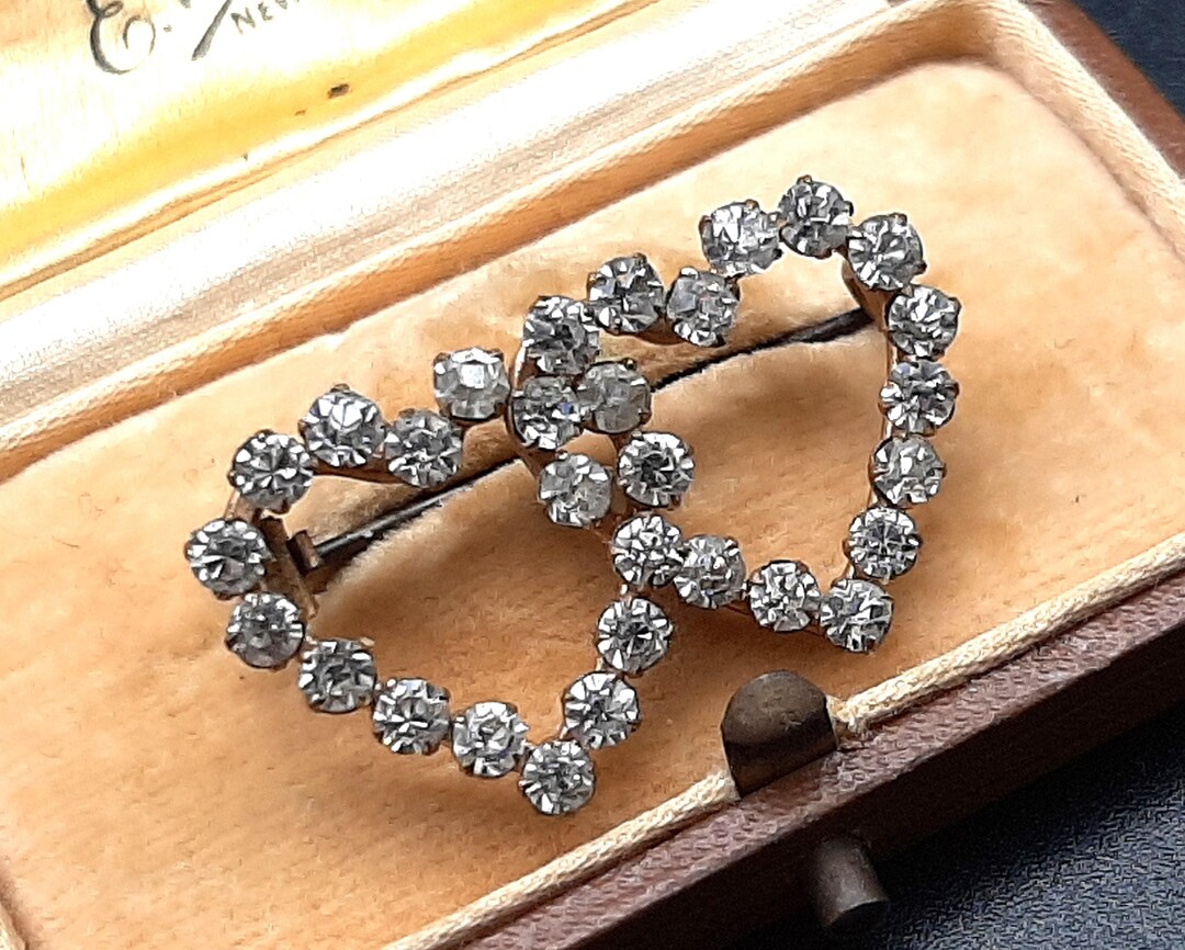 Antique Victorian to Edwardian Sparkling Paste Entwined Hearts Brooch ...