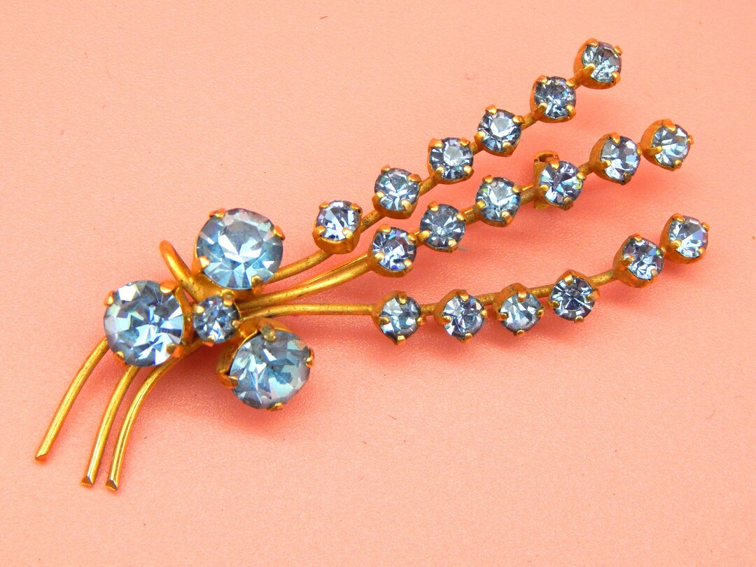 Antique 1920s Art Deco Sparkling Blue Paste Spray Brooch - Etsy