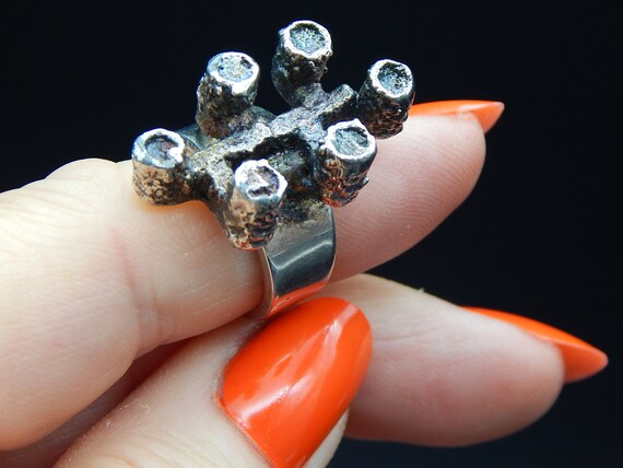 Brutalist 1970s Jacob Hull, Ring Silver-Plated Modern… - Gem