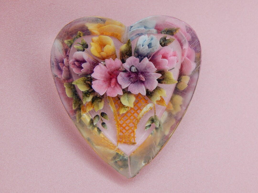 Antique Vintage 1930s Celluloid Reverse Carved Pretty Floral Brooch - Etsy