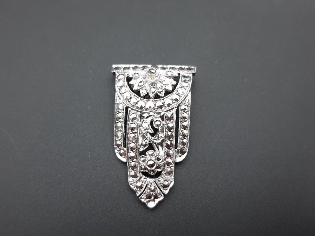Antique 1930s Art Deco Sterling Silver Sparkling Paste Dress Clip - Etsy