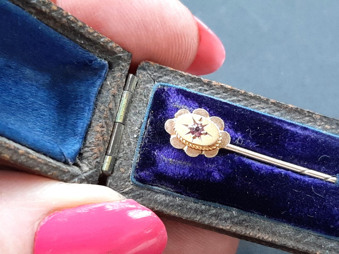 Antique Victorian Boxed 9ct Gold & Ruby Stock Pin, Cravat Pin, Antique ...
