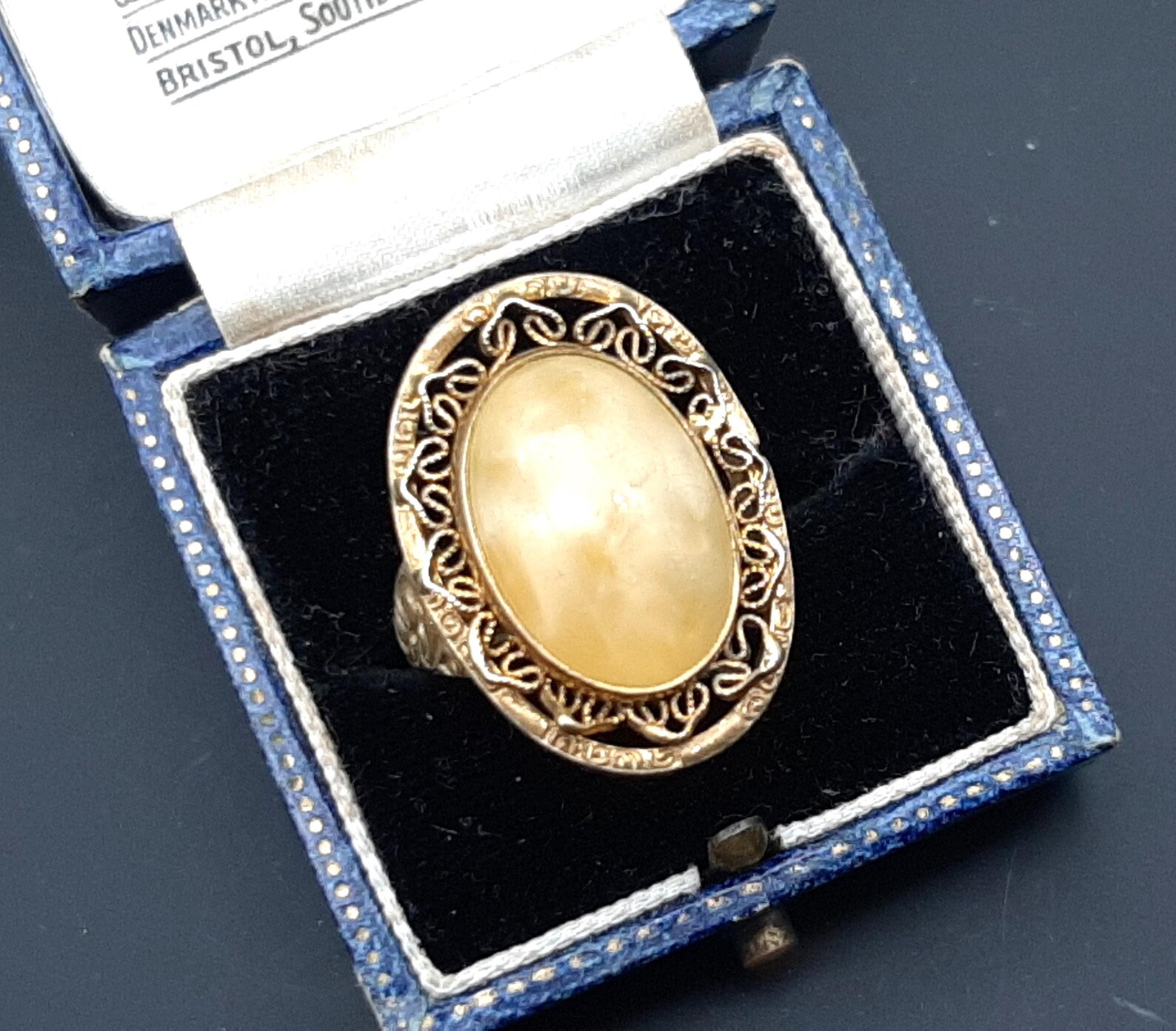Antique 1930s Czech Oval Marble Ring Size N - Etsy