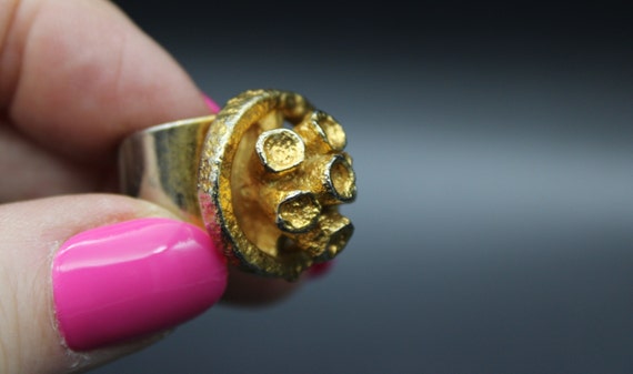 Vintage 1970s Brutalist Ring Jacob Hull, Silver/Gold-… - Gem