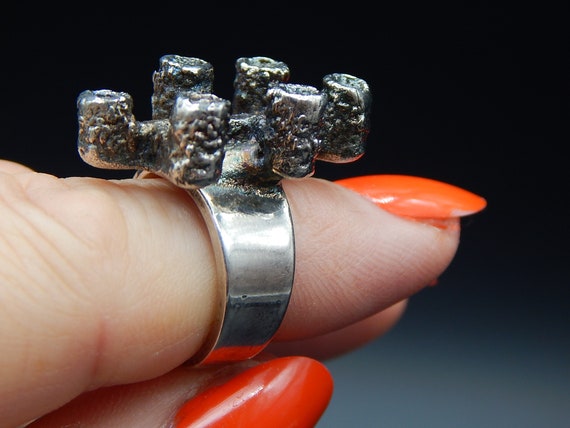 Brutalist 1970s Jacob Hull, Ring Silver-Plated Modern… - Gem