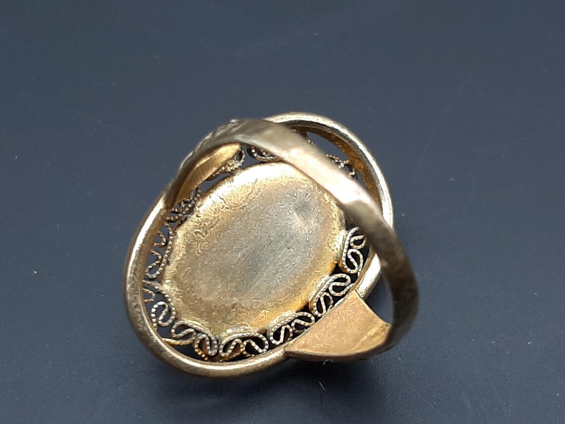Antique 1930s Czech Oval Marble Ring Size N - Etsy