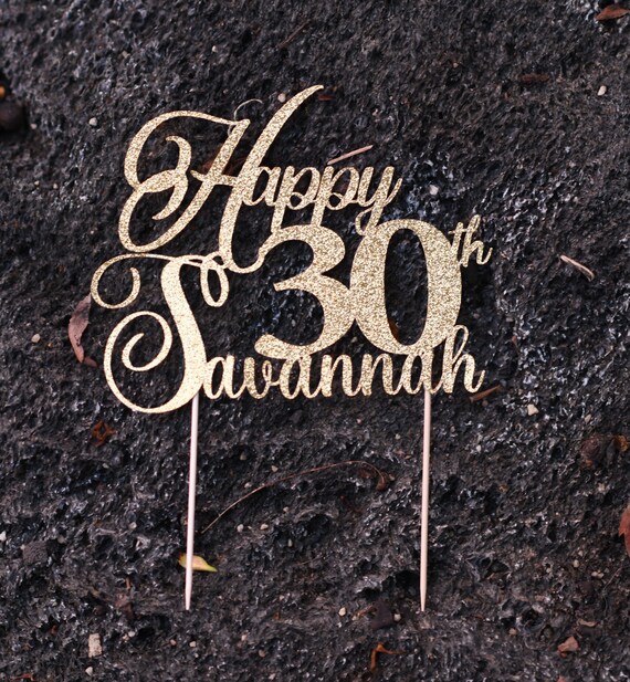 Happy 30th Birthday Custom Name Glitter Cake Topper - Etsy
