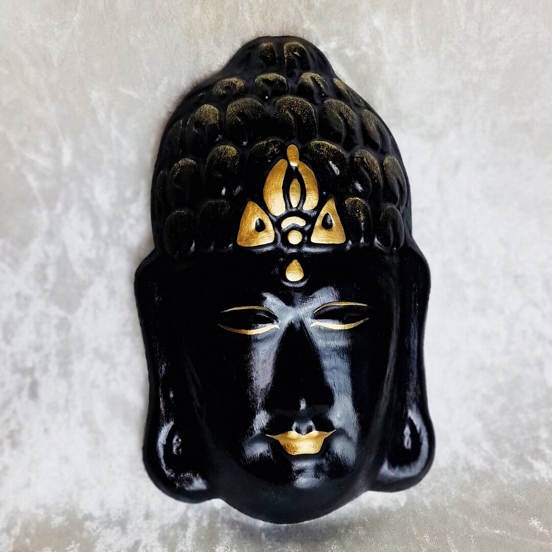 Black and Gold Stone Buddha Totem for Protection, Peace, Balance and ...
