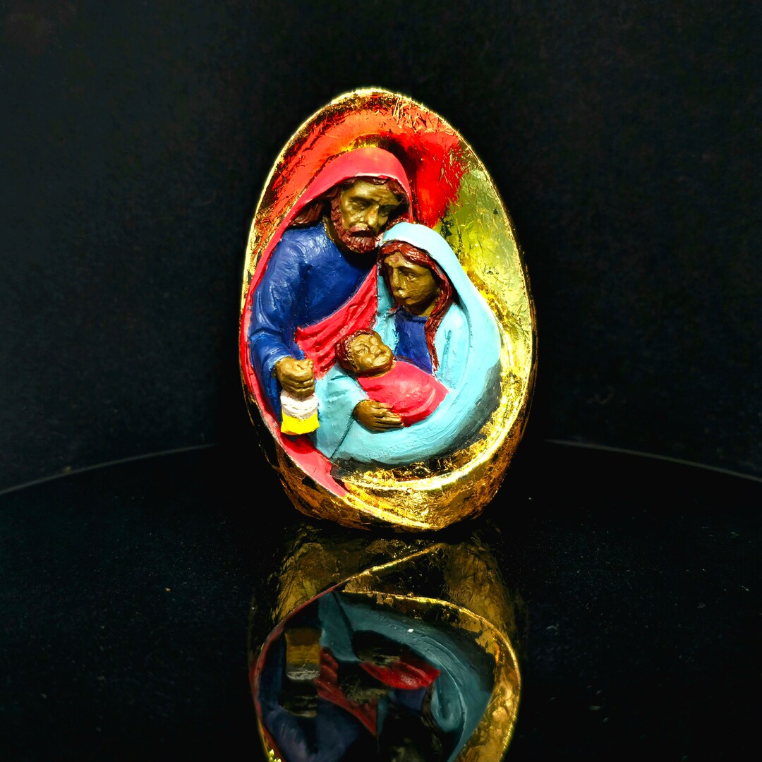Holy Family Gilded Egg Statue for Altars and Home Decor. Hoodoo ...