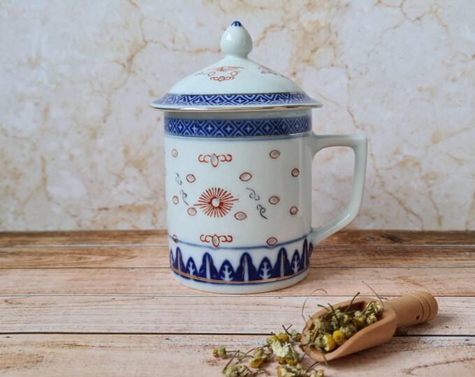 Tea Infuser Mug, Rice Pattern Doodle Mug, Loose Leaf, Tea Infuser ...