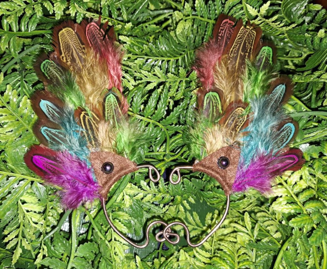 Rainbow Feather Owl Pixie Ear Wings: Mythical Strix Mendacium - Etsy