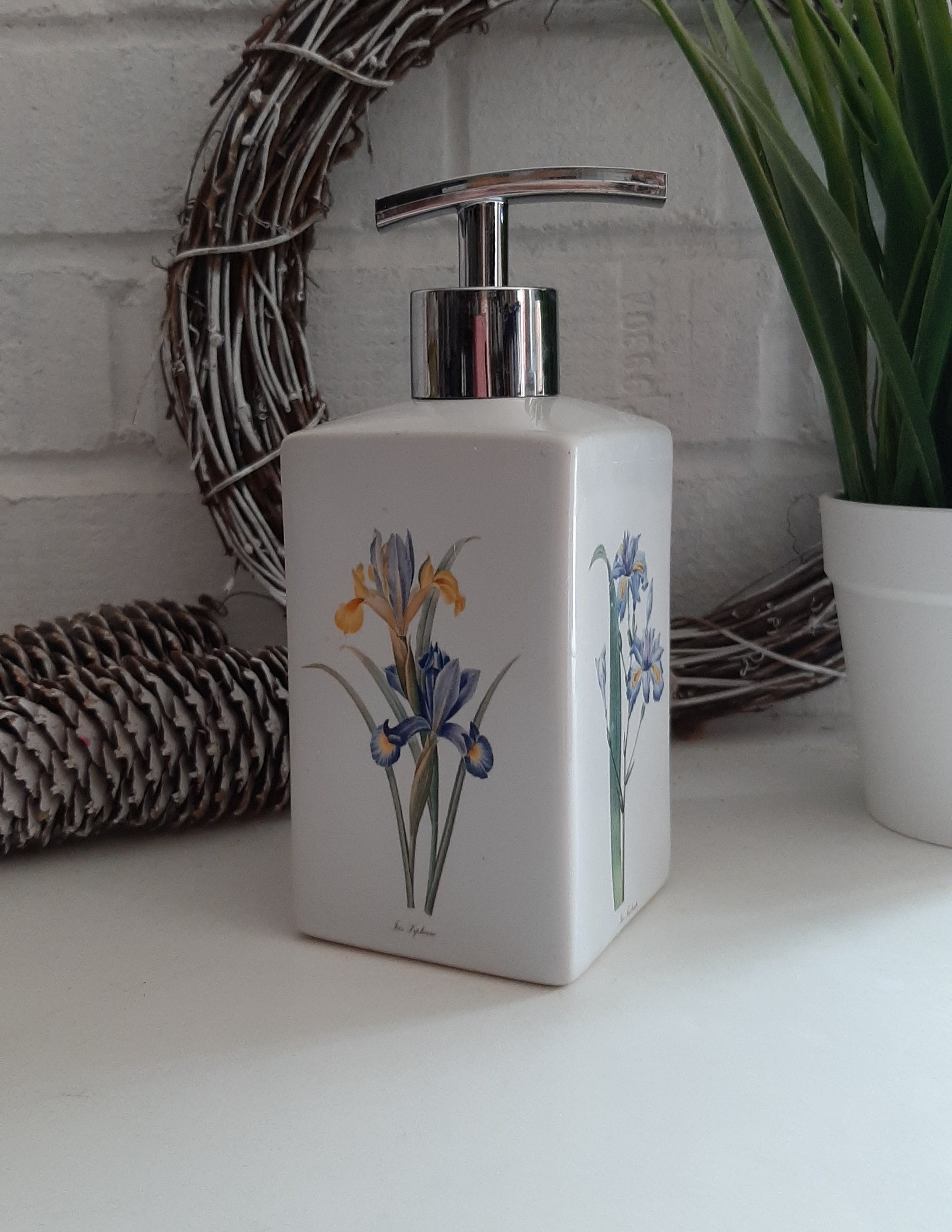 Floral Ceramic Soap Dispenser. Available in Two Shapes. Several Colour ...