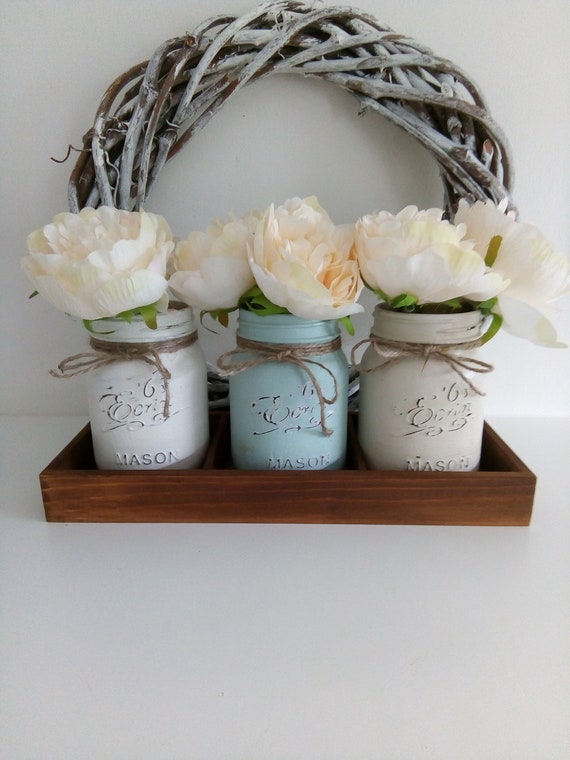 Home & Living Home Décor Hand Painted Mason Jars Centre Piece In a ...