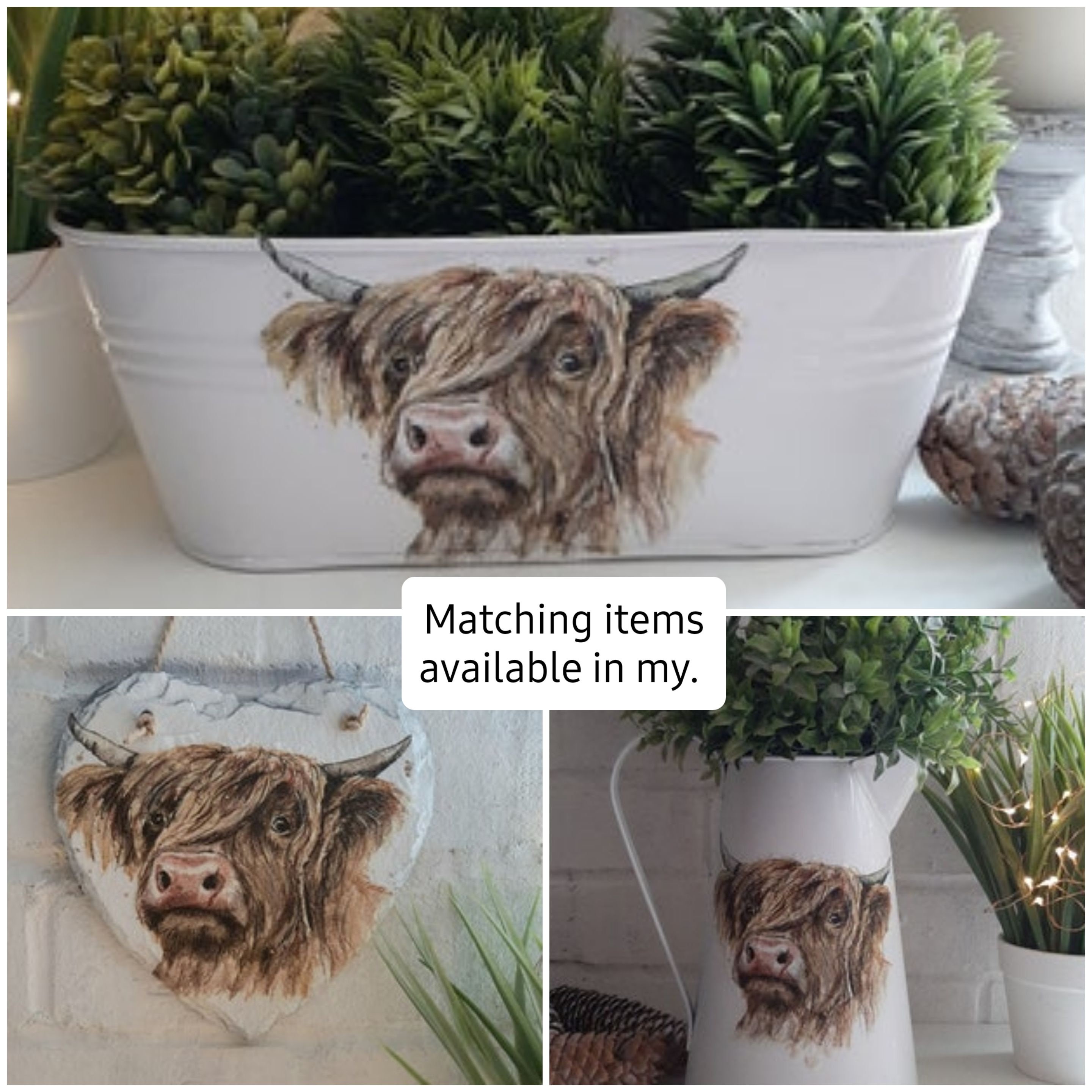 Rustic Highland Cow Tin Pot. Plant Pot. Container. Utensil | Etsy