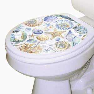 Blue Seashells Toilet Seat Decal: Removable Coastal Bathroom Decor - Etsy